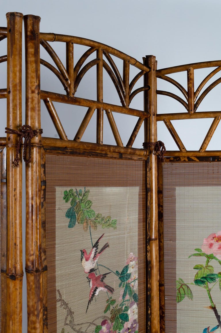 Vintage Chinese Hand Painted Bamboo Screen, China, circa 1950 at ...