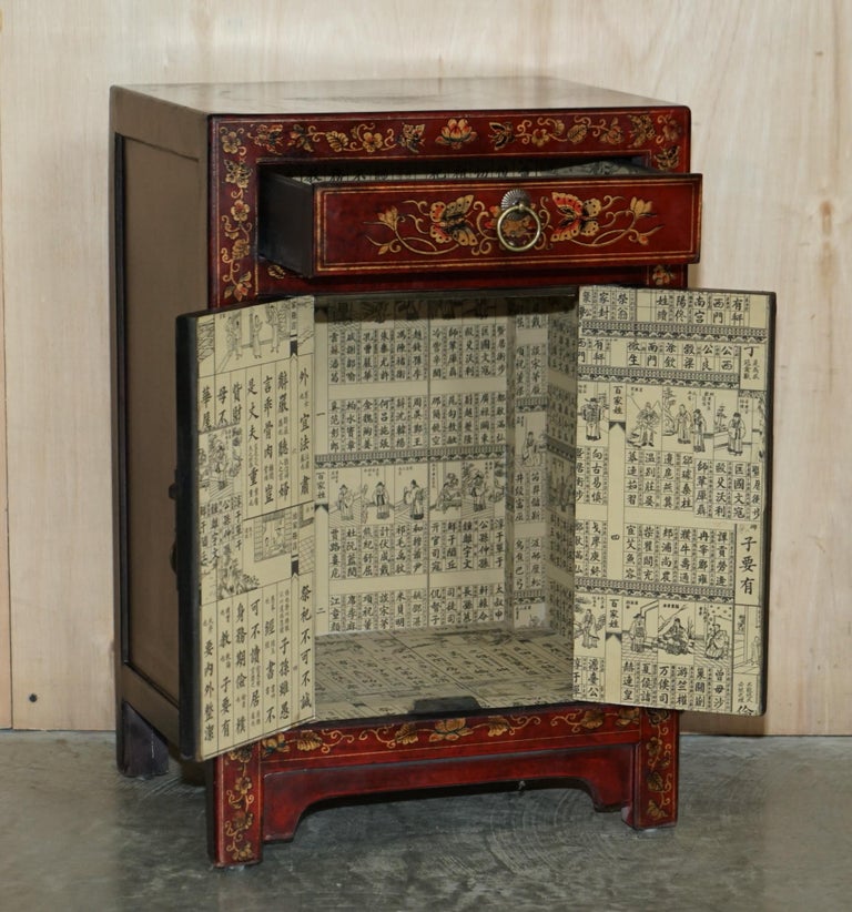 Vintage Chinese Hand Painted Lacquered Side Table Sized Cupboard with ...