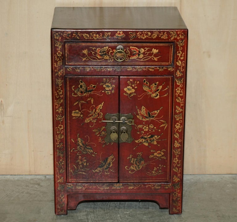 Vintage Chinese Hand Painted Lacquered Side Table Sized Cupboard with ...