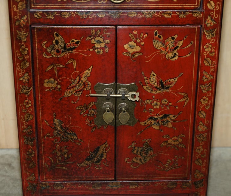 Vintage Chinese Hand Painted Lacquered Side Table Sized Cupboard with ...