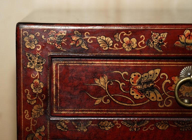 Vintage Chinese Hand Painted Lacquered Side Table Sized Cupboard with ...