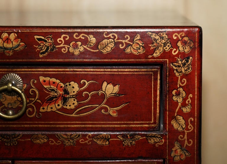 Vintage Chinese Hand Painted Lacquered Side Table Sized Cupboard with ...