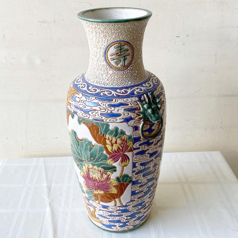 Vintage Chinese Hand Painted Porcelain Vase For Sale at 1stDibs