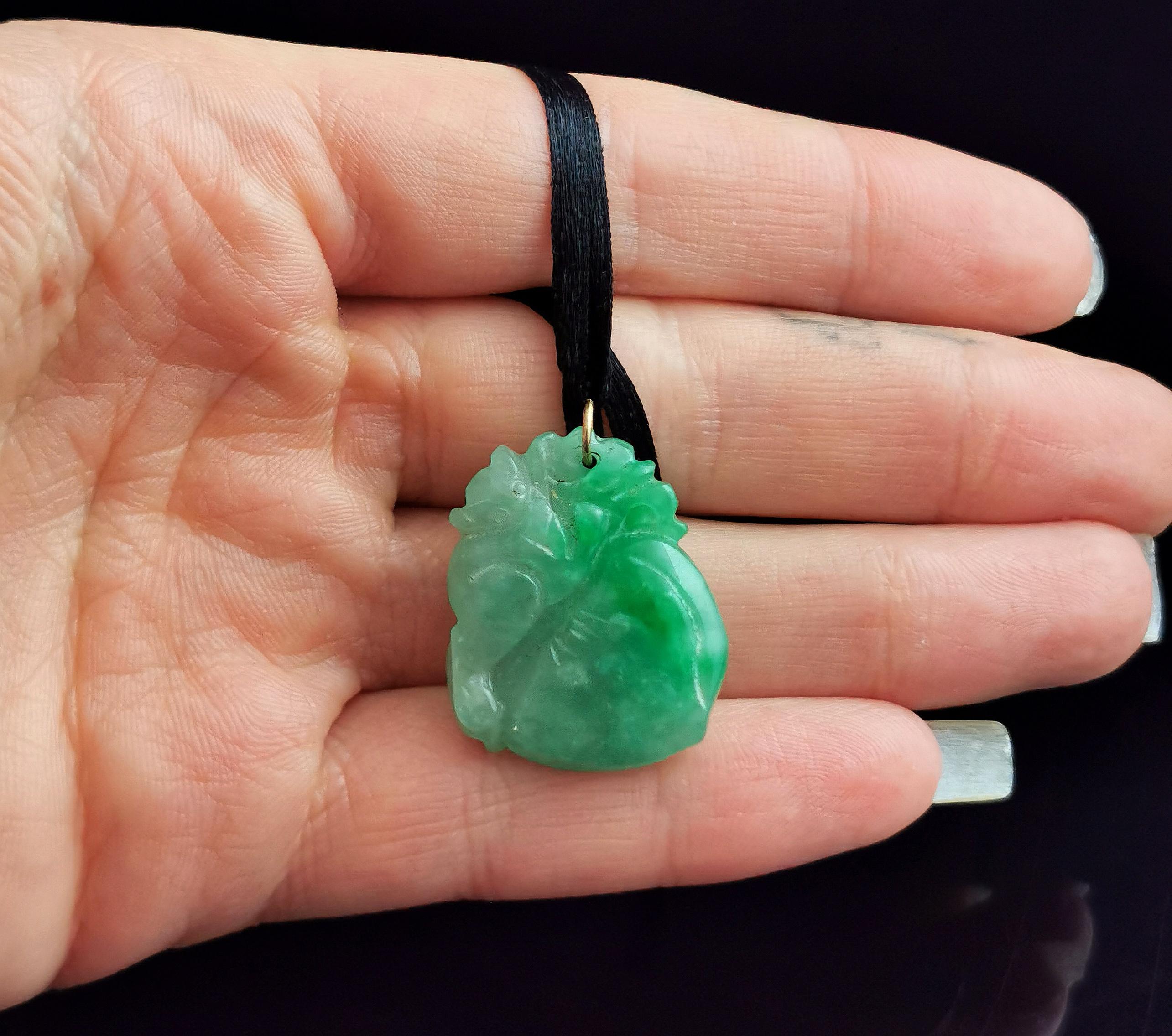 Vintage Chinese Jade pendant Monkey and Peach at 1stDibs | monkey jade ...