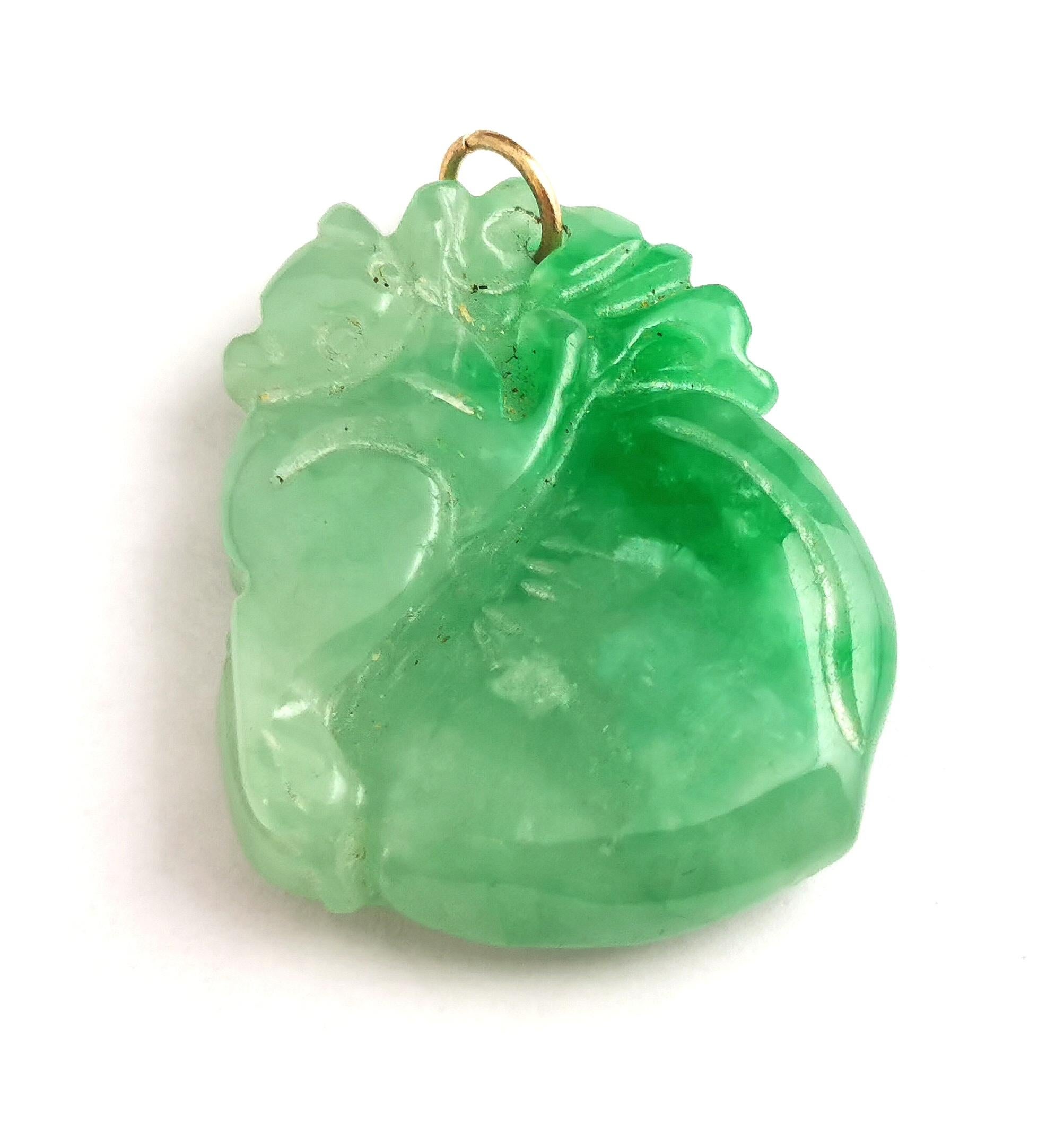Vintage Chinese Jade pendant Monkey and Peach at 1stDibs | monkey jade ...
