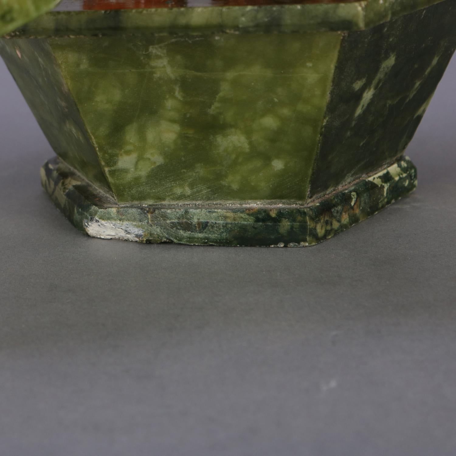 Vintage Chinese Jade Tree Sculpture with Peonies, 20th Century at 1stDibs