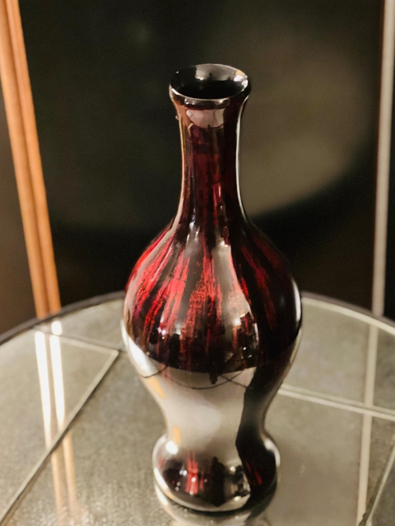 Vintage Chinese Lacquer Vase Black and Red, China Midcentury For Sale ...