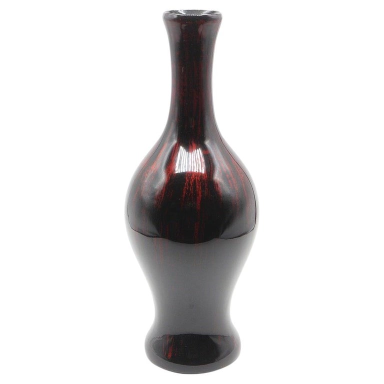 Vintage Chinese Lacquer Vase Black and Red, China Midcentury For Sale ...