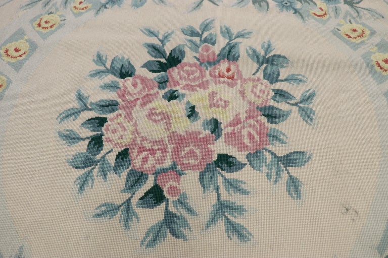 Vintage Chinese Floral Needlepoint Rug in French Victorian Style at 1stDibs