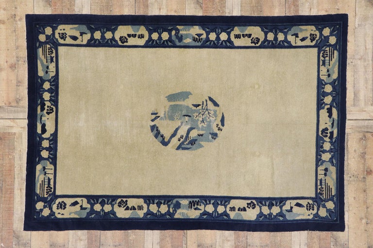 Antique Chinese Peking Pictorial Rug with Cartouche Border For Sale at ...