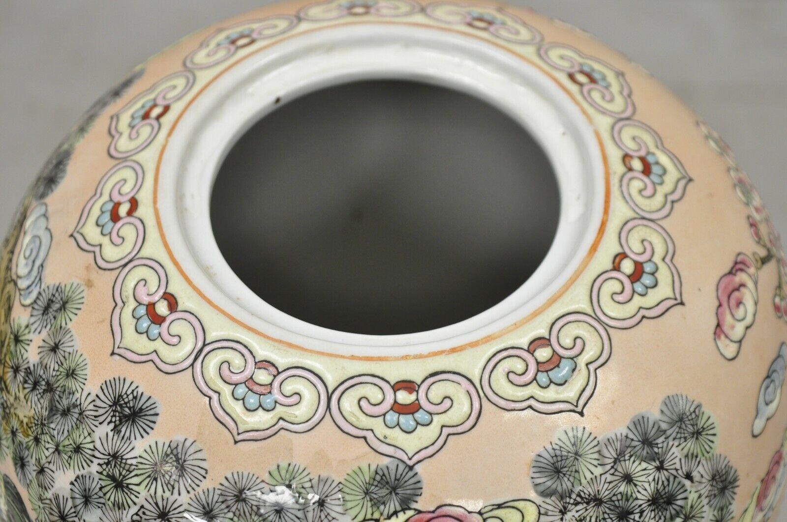 Vintage Chinese Pink Porcelain Lidded Figural Crane Ginger Jars, a Pair ...