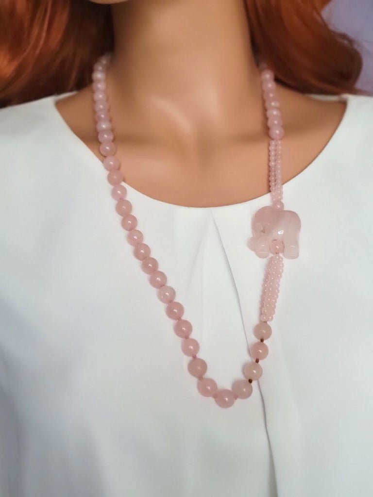 Vintage Chinese Pink Quartz Necklace at 1stDibs