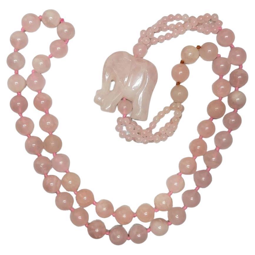 Vintage Chinese Pink Quartz Necklace at 1stDibs