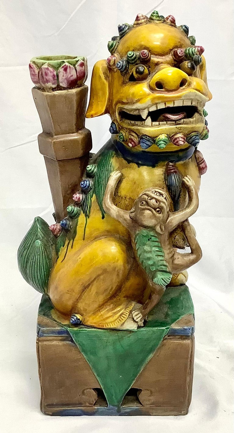 Vintage Chinese Porcelain Foo Dogs, Set of Two For Sale at 1stDibs