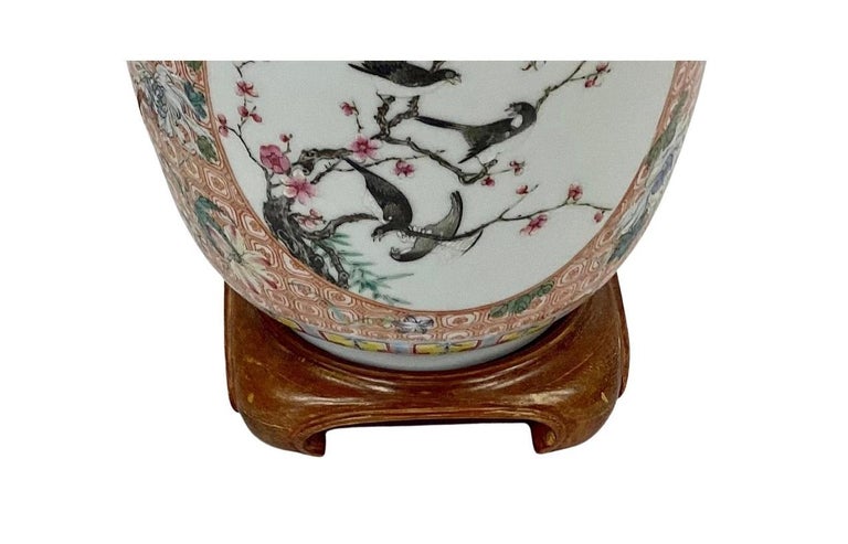Vintage Chinese Porcelain Ginger Jar Table Lamp For Sale at 1stDibs