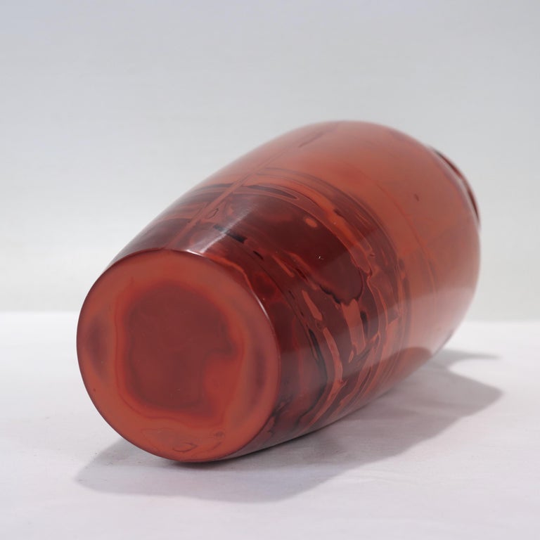 Vintage Chinese Realgar Peking Glass Baluster Vase For Sale at 1stDibs