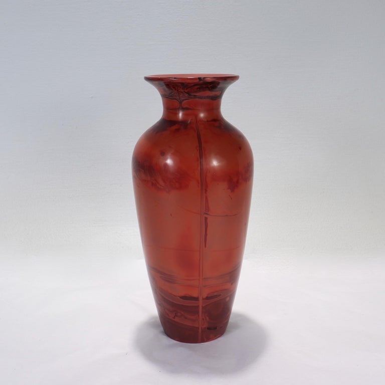Vintage Chinese Realgar Peking Glass Baluster Vase For Sale at 1stDibs