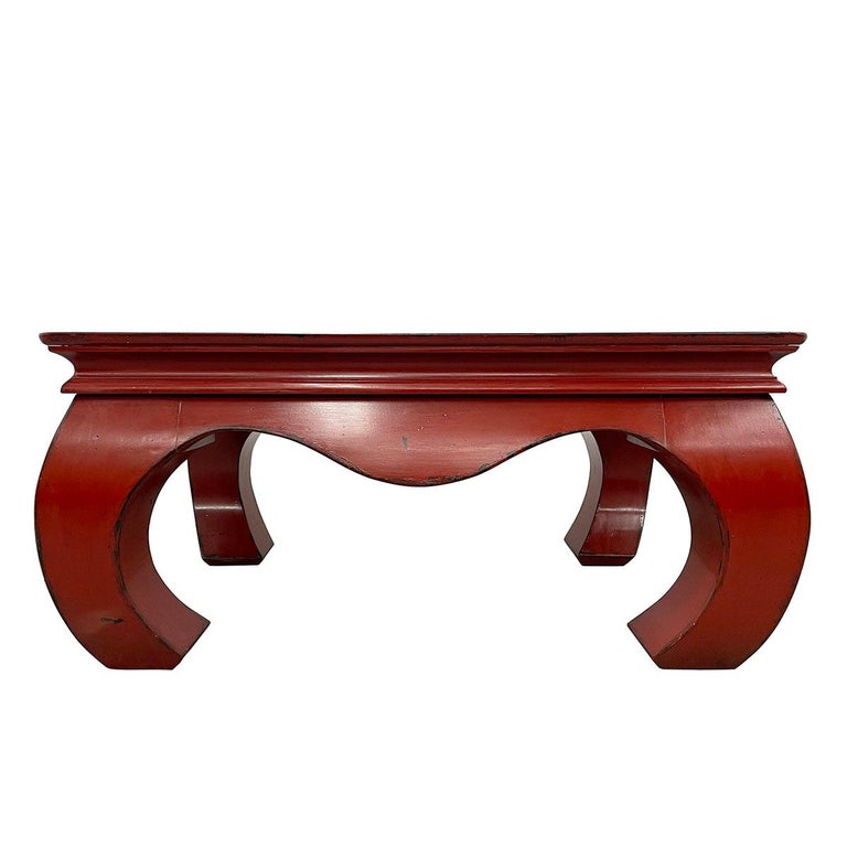 Vintage Chinese Red Lacquered Ming Dynasty Style Coffee Table For Sale ...