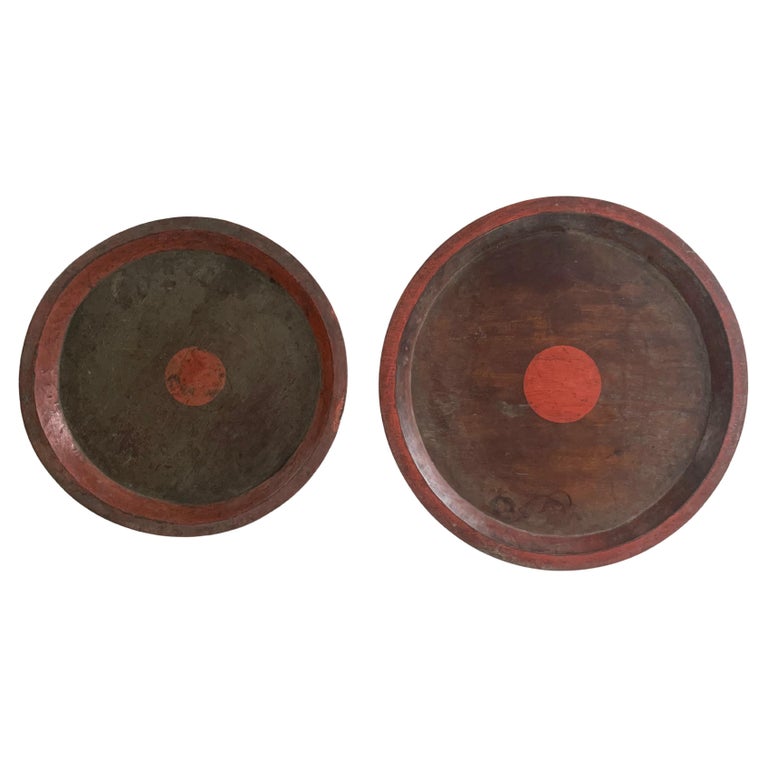 Vintage Chinese Red Wood Trays Set For Sale at 1stDibs