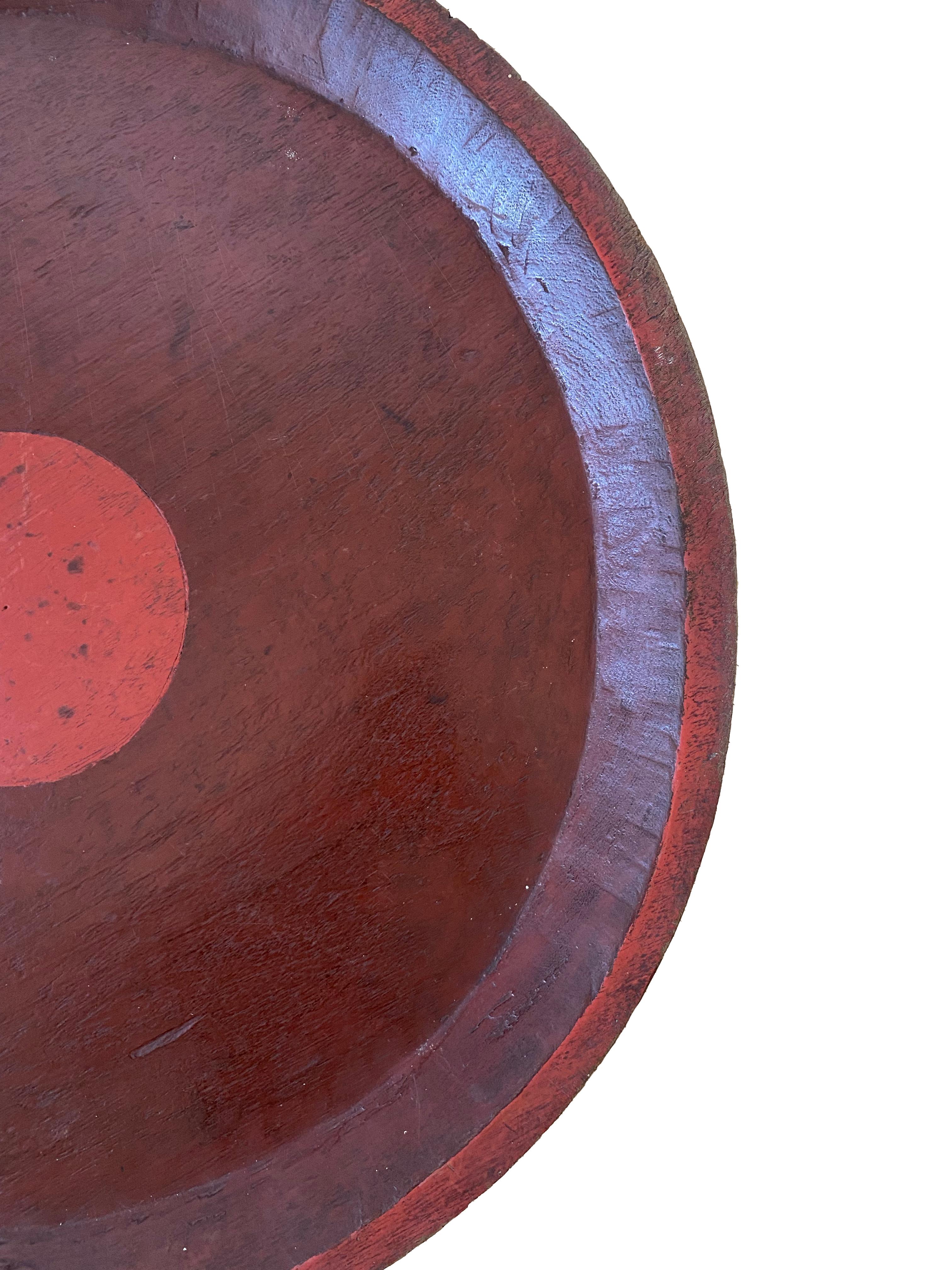 Vintage Chinese Red Wood Tray For Sale at 1stDibs