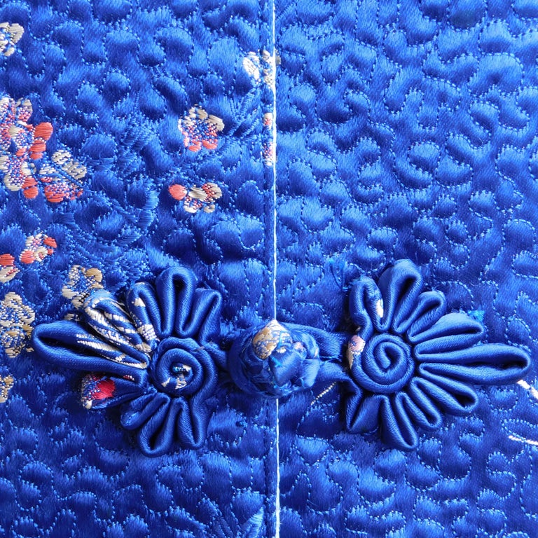 Vintage Chinese Reversible Blue Silk Jacket For Sale at 1stDibs