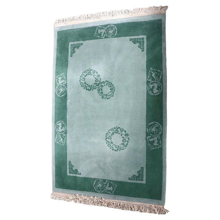 Vintage Chinese Rug in Peking Green For Sale at 1stDibs
