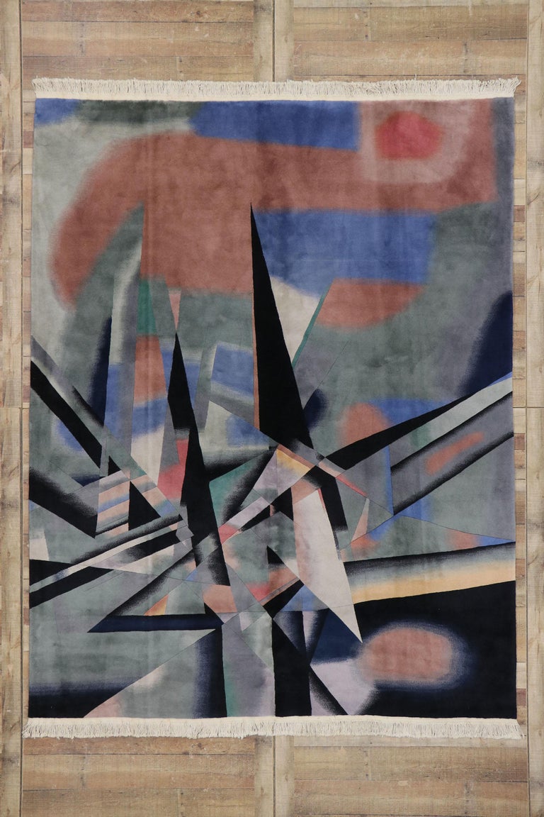 Vintage Chinese Rug with Abstract Expressionism and Cubism Style For ...