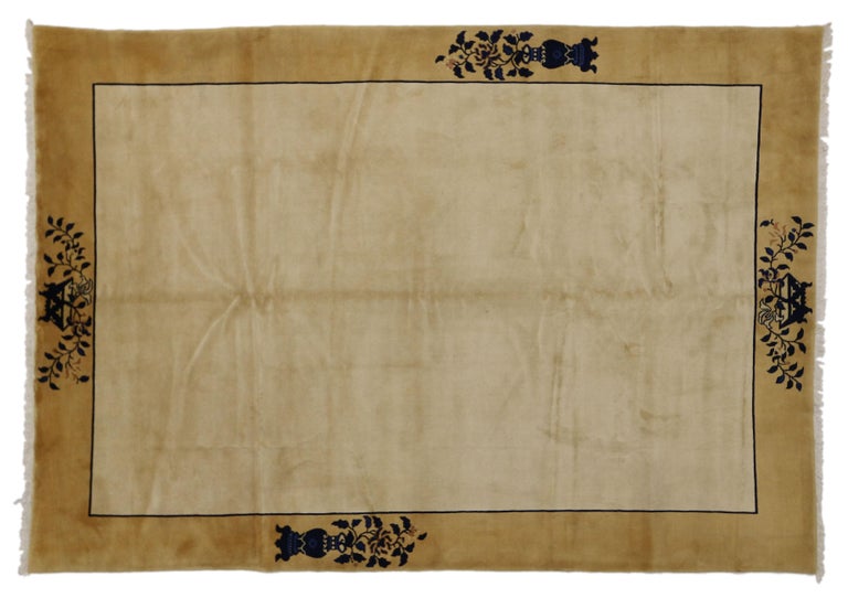 Vintage Chinese Rug with Minimalist Design, Peace and Tranquility For ...