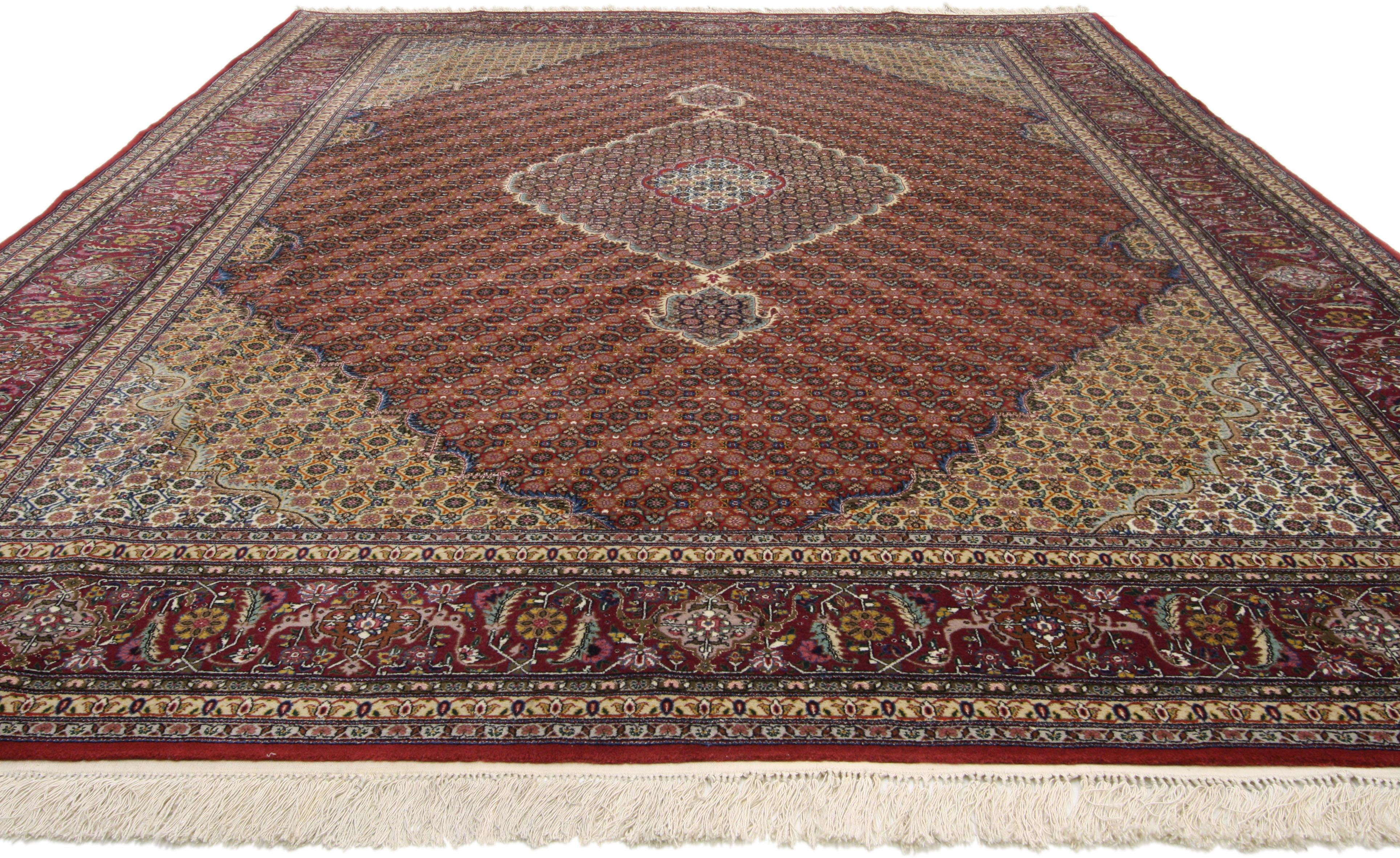 Vintage Persian Style Wool and Silk Rug For Sale at 1stDibs