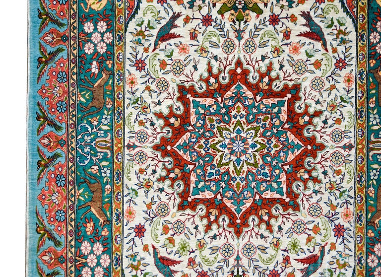 Vintage Chinese Silk Rug For Sale at 1stDibs