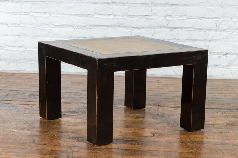 Vintage Chinese Square Coffee Table with Antique Palace Courtyard Stone ...