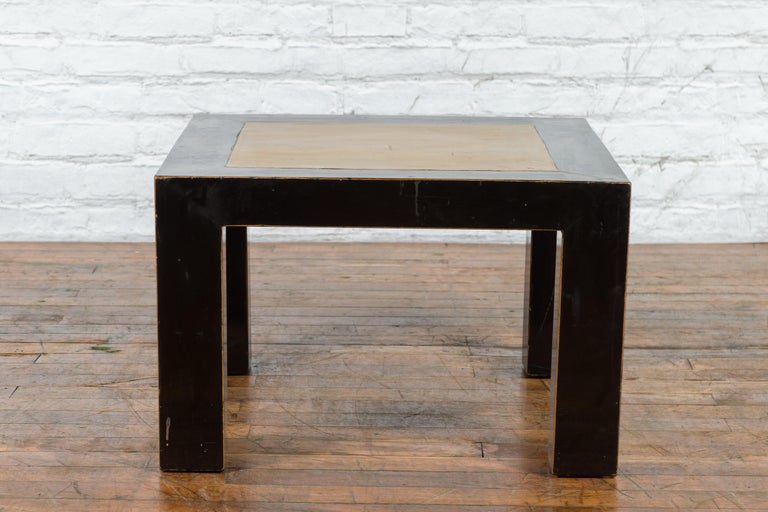 Vintage Chinese Square Coffee Table with Antique Palace Courtyard Stone ...