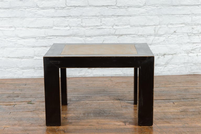 Vintage Chinese Square Coffee Table with Antique Palace Courtyard Stone ...