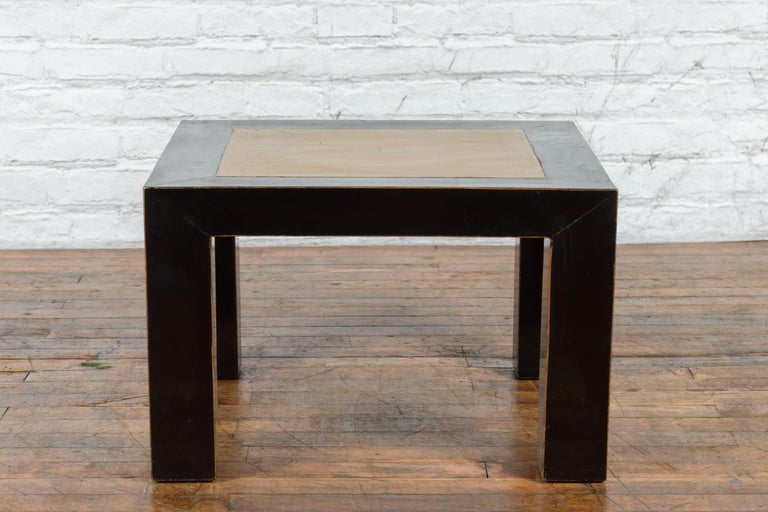 Vintage Chinese Square Coffee Table with Antique Palace Courtyard Stone ...