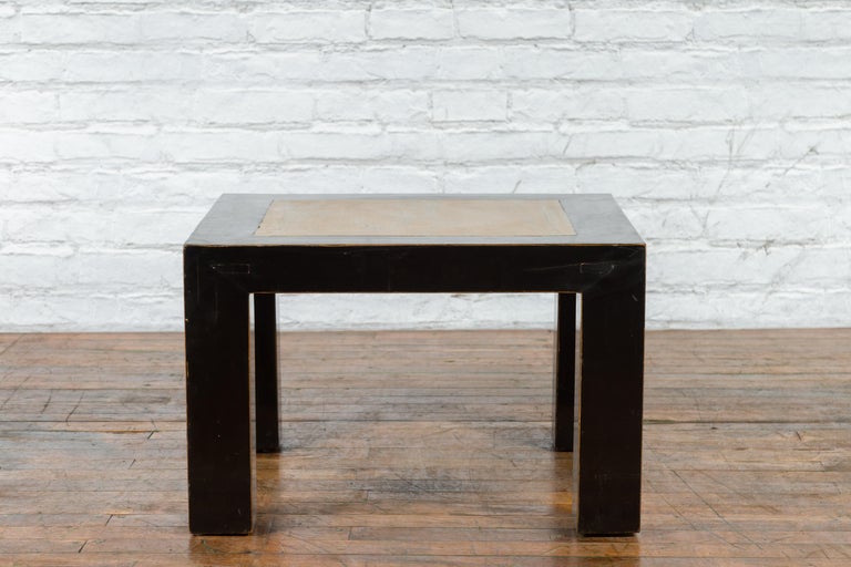 Vintage Chinese Square Coffee Table with Antique Palace Courtyard Stone ...