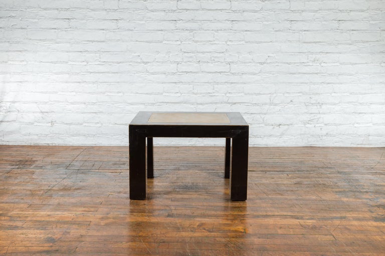 Vintage Chinese Square Coffee Table with Antique Palace Courtyard Stone ...