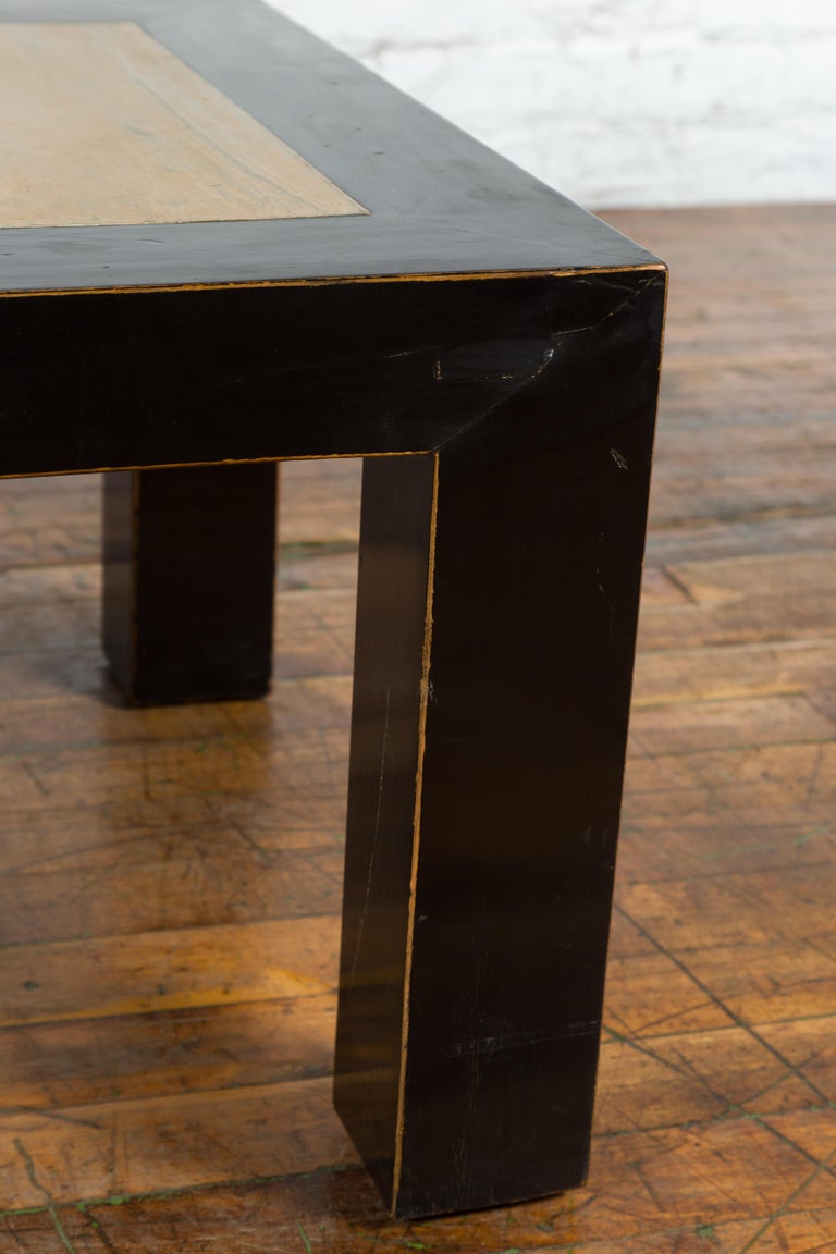 Vintage Chinese Square Coffee Table with Antique Palace Courtyard Stone ...