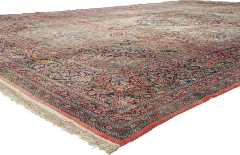 Vintage Chinese Tabriz Silk Rug Hotel Lobby Size Carpet For Sale at 1stDibs