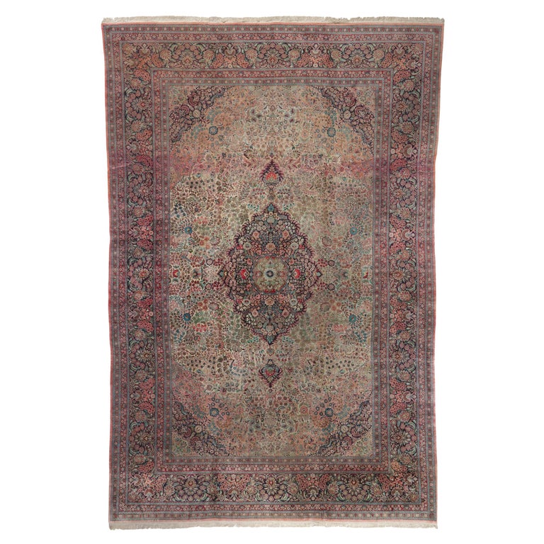 Vintage Chinese Tabriz Silk Rug Hotel Lobby Size Carpet For Sale at 1stDibs