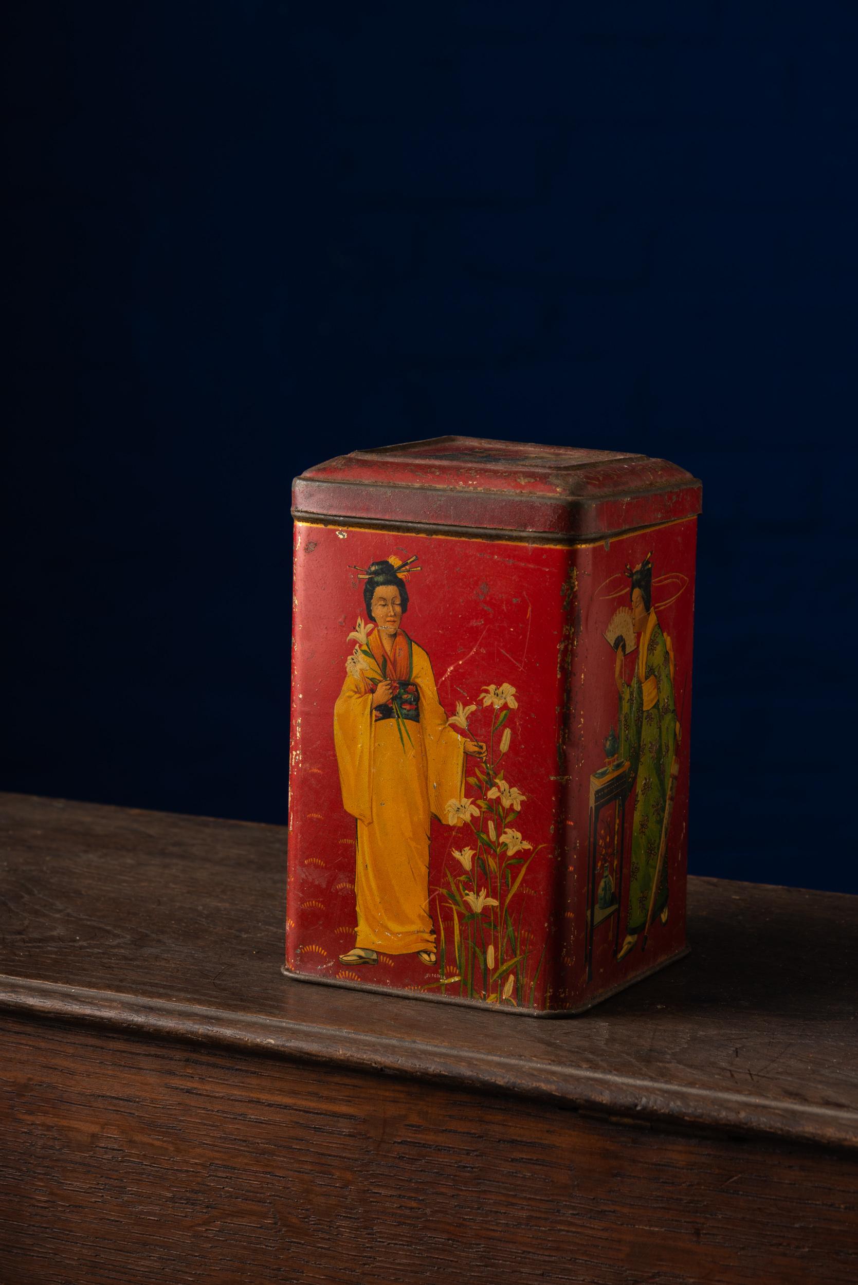 Vintage Chinese Tea Tin Box For Sale at 1stDibs | antique chinese tea box