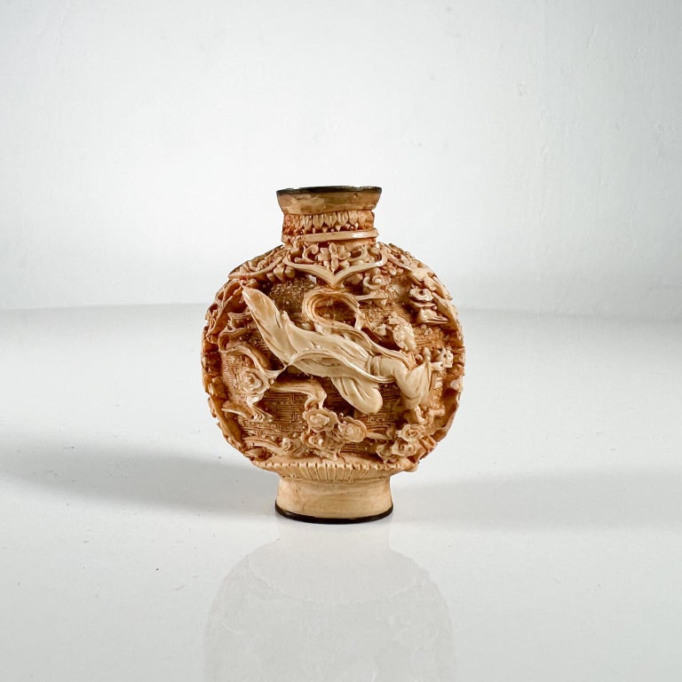 Vintage Chinese Vessel Top Stopper Cap with Intricate Carving For Sale ...