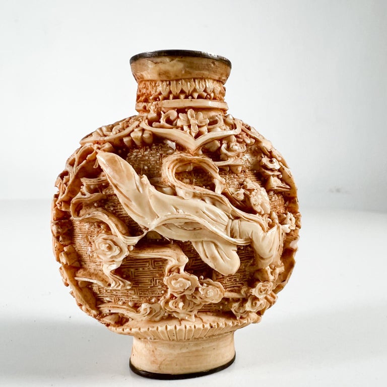 Vintage Chinese Vessel Top Stopper Cap with Intricate Carving For Sale ...