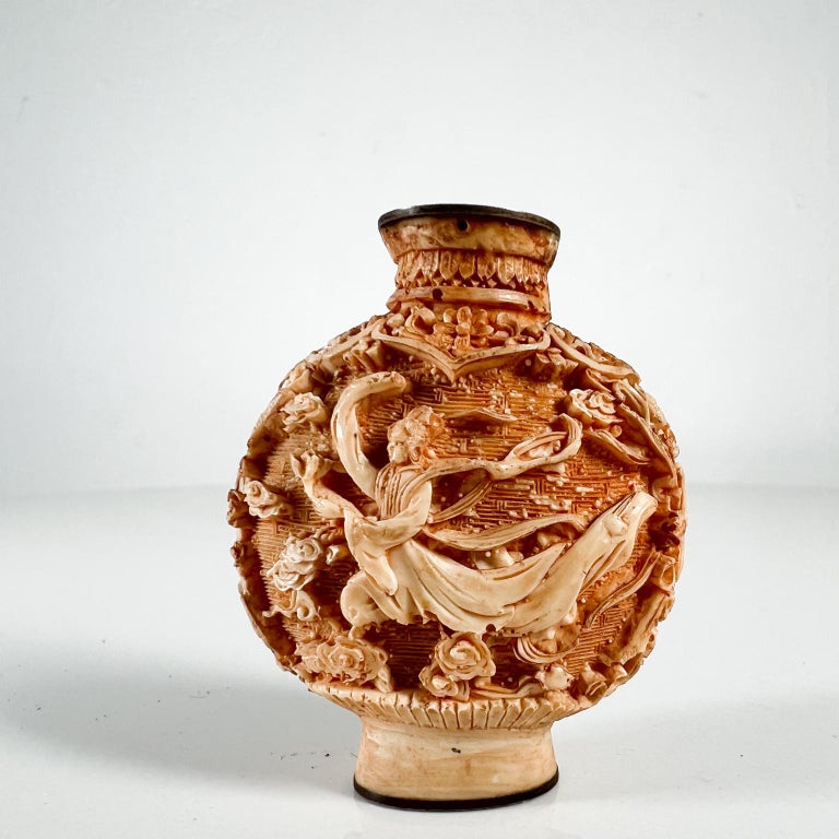 Vintage Chinese Vessel Top Stopper Cap with Intricate Carving For Sale ...