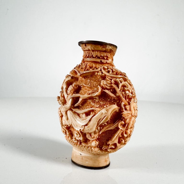 Vintage Chinese Vessel Top Stopper Cap with Intricate Carving For Sale ...