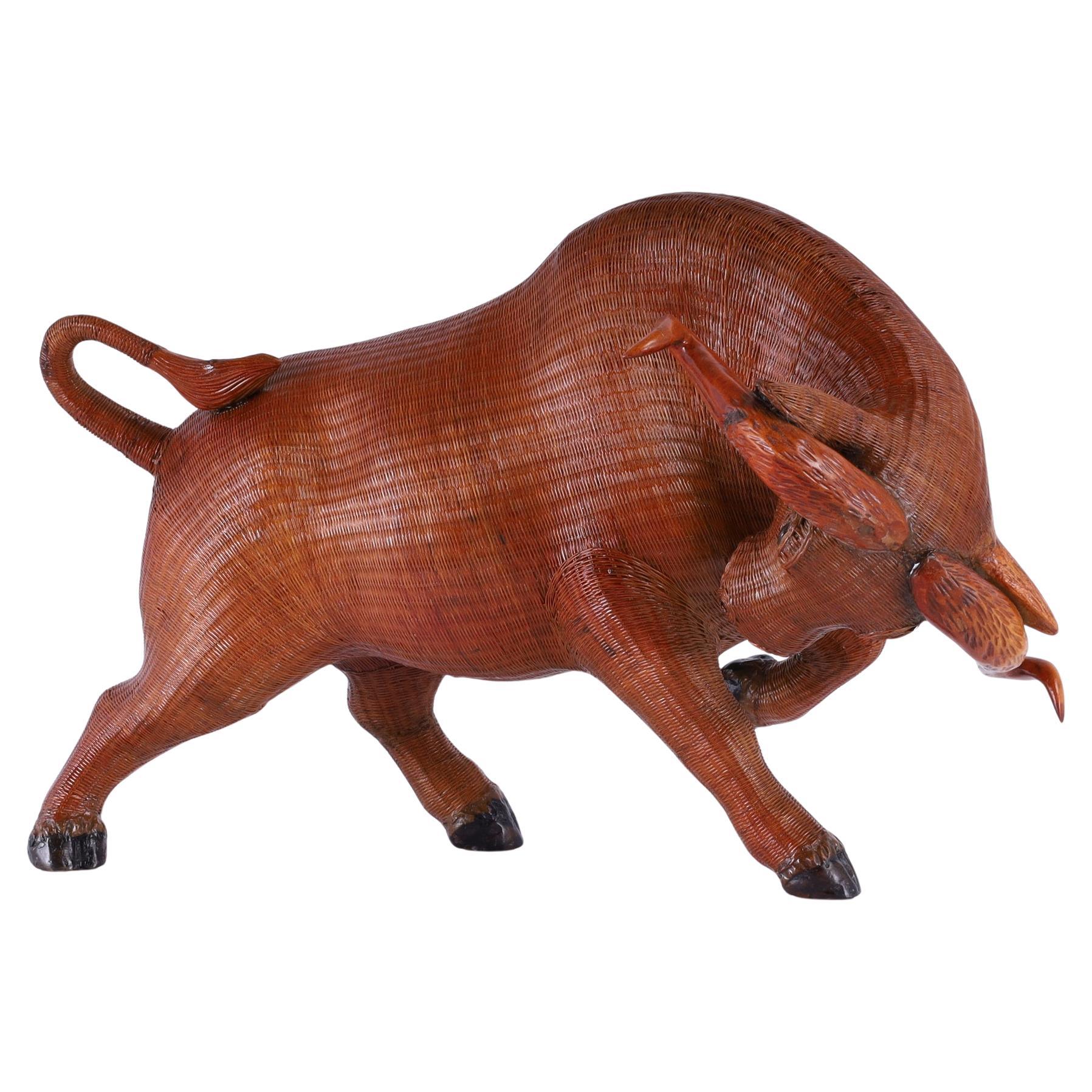 Vintage Chinese Wicker Bull from the Shanghai Collection For Sale at ...