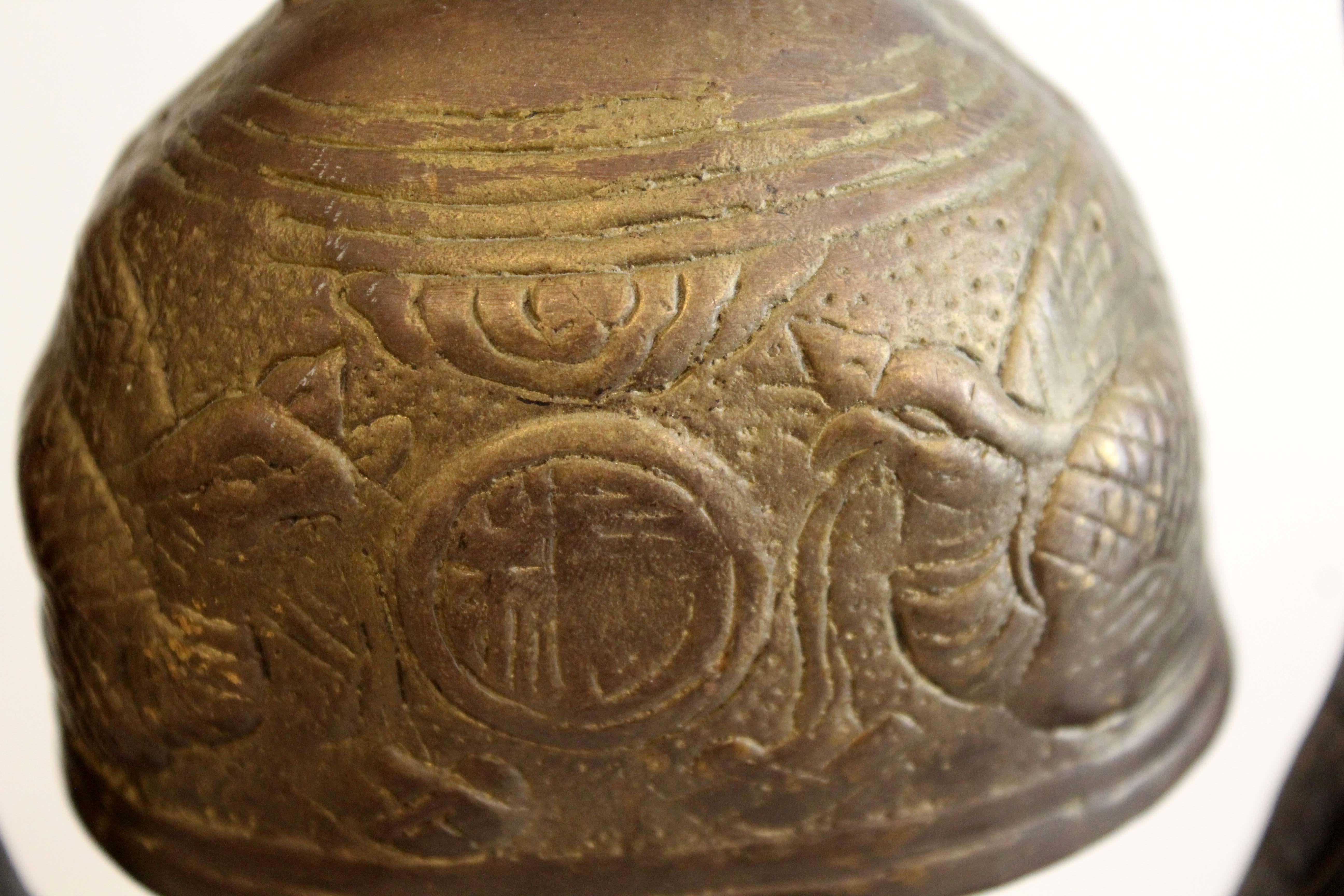 Vintage Chinese Wood and Brass Gong Bell 20th Century at 1stDibs ...