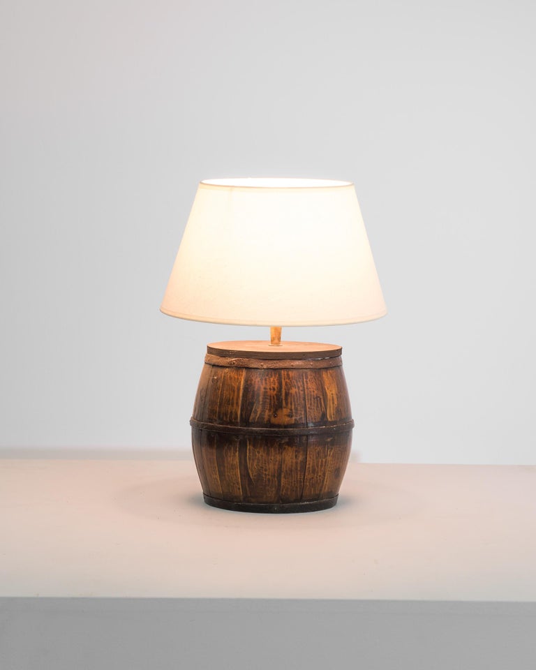 Vintage Chinese Wooden Barrel Table Lamp at 1stDibs