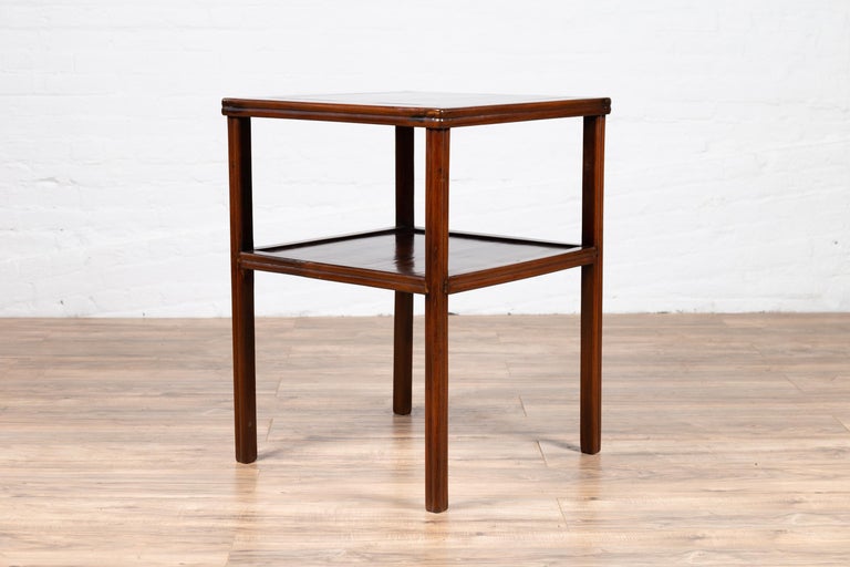 Vintage Chinese Wooden Side Table with Shelf and Contemporary Legs at ...