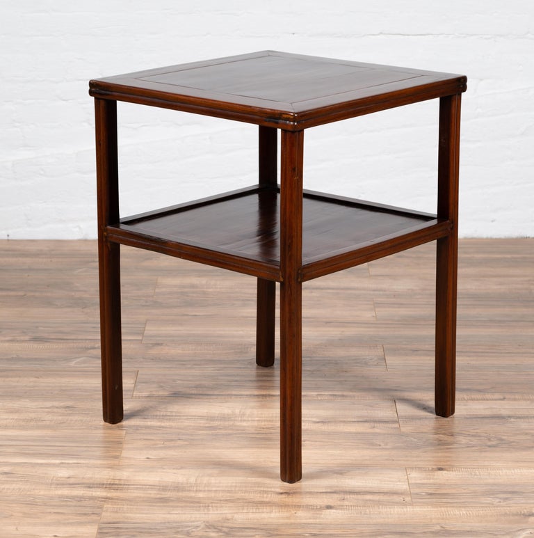 Vintage Chinese Wooden Side Table with Shelf and Contemporary Legs at ...