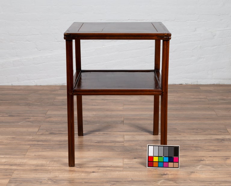 Vintage Chinese Wooden Side Table with Shelf and Contemporary Legs at ...